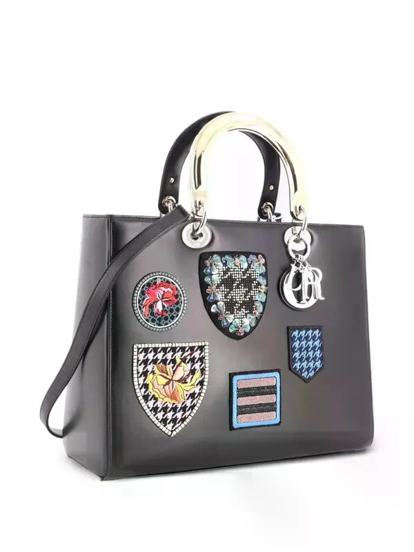 Dior Leather Patch Embellished Satchel