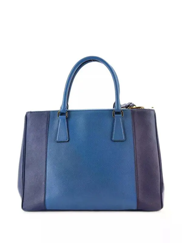 Prada Bicolor Double Zip Lux Saffiano Leather Medium Tote Bag