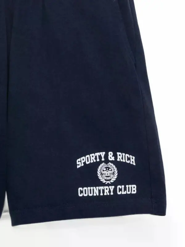 SPORTY & RICH Logo-print Cotton Shorts