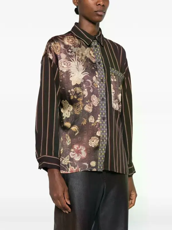 Dixie Floral-print Striped Shirt