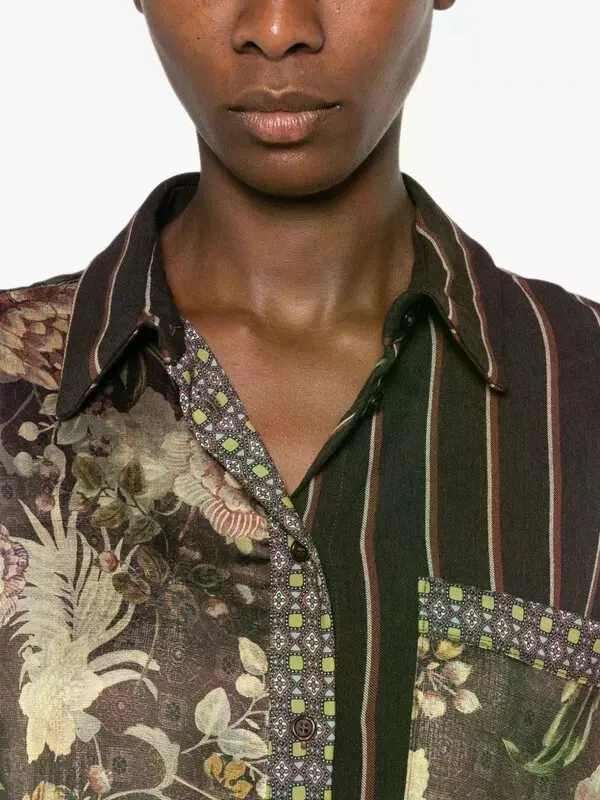 Dixie Floral-print Striped Shirt