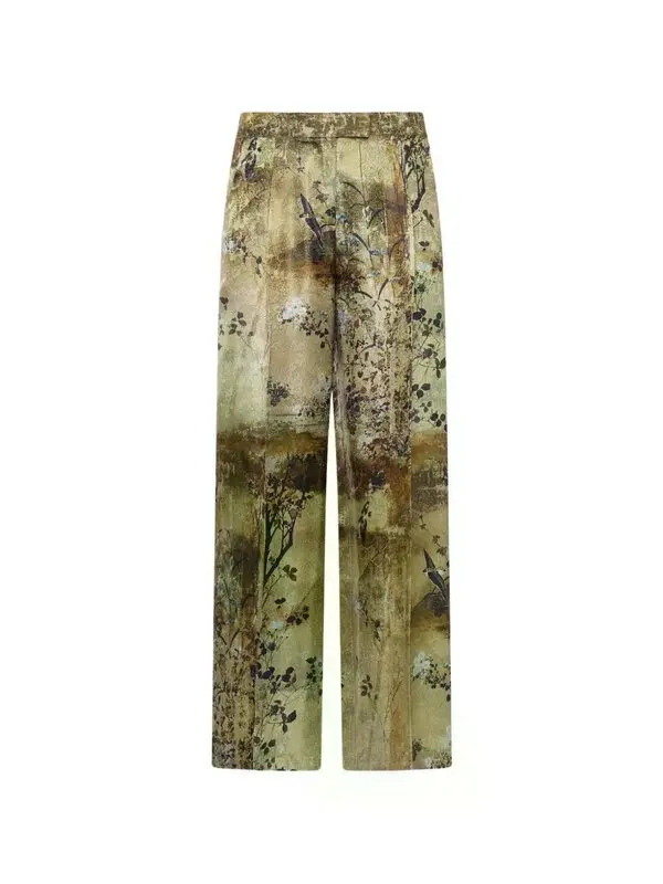 PIERRE-LOUIS MASCIA Botanical-print Wide-leg Trousers - Green