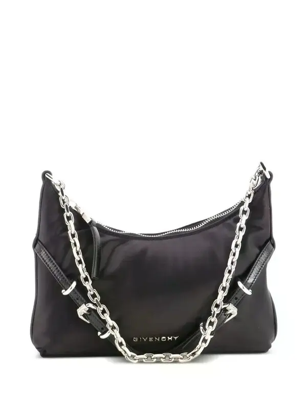 Givenchy Voyou Party Satin With Leather Mini Shoulder Bag - Black
