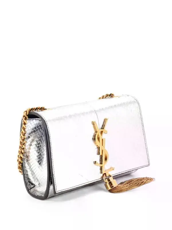 Saint Laurent Classic Monogram Tassel Python Embossed Leather Small Crossbody Bag