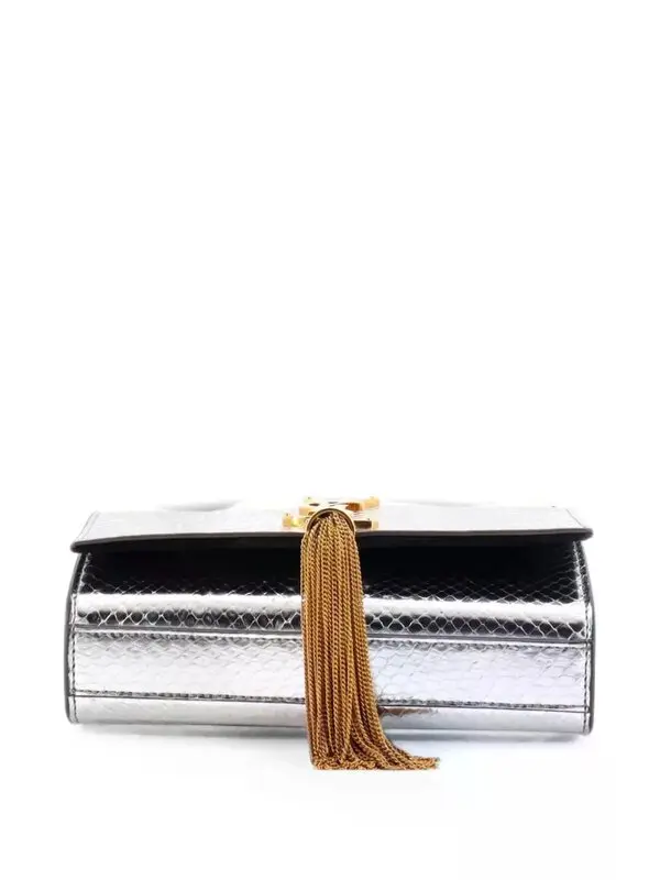 Saint Laurent Classic Monogram Tassel Python Embossed Leather Small Crossbody Bag