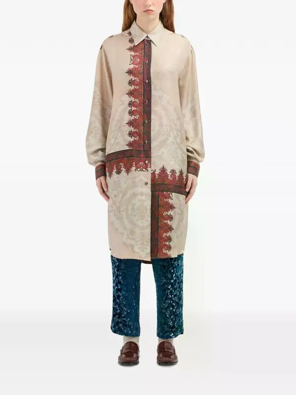 PIERRE-LOUIS MASCIA Silk Paisley Motif Long Sleeve Shirt