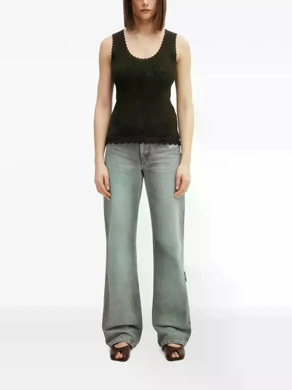 WALES BONNER Crochet-trim Ribbed-knit Top