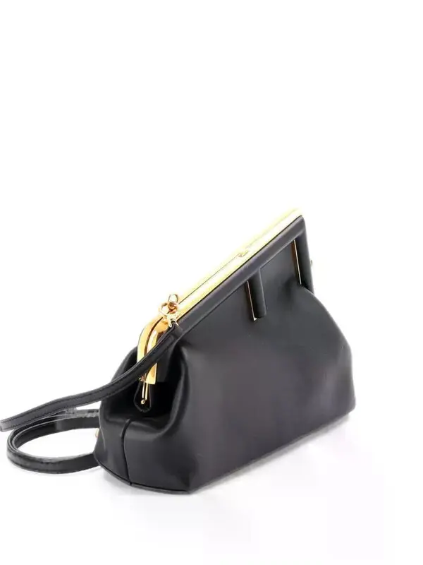 Fendi First Bag Leather Small Clutch Bag - Black