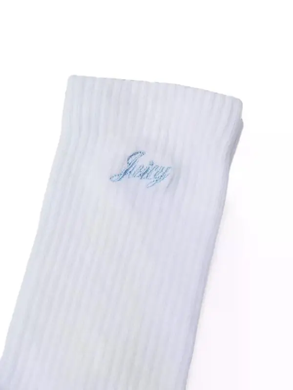 SPORTY & RICH Logo-embroidered Ribbed Socks