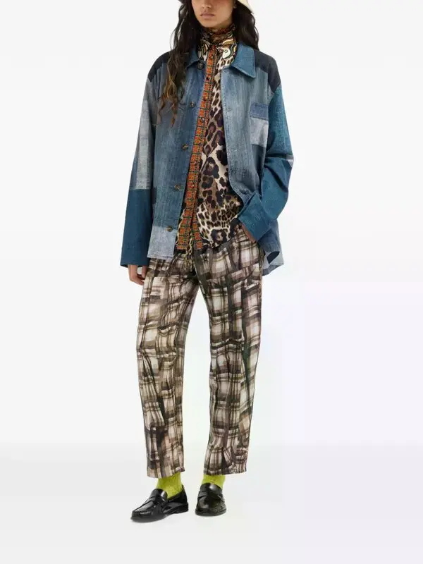 PIERRE-LOUIS MASCIA Abstract-check Silk Trousers