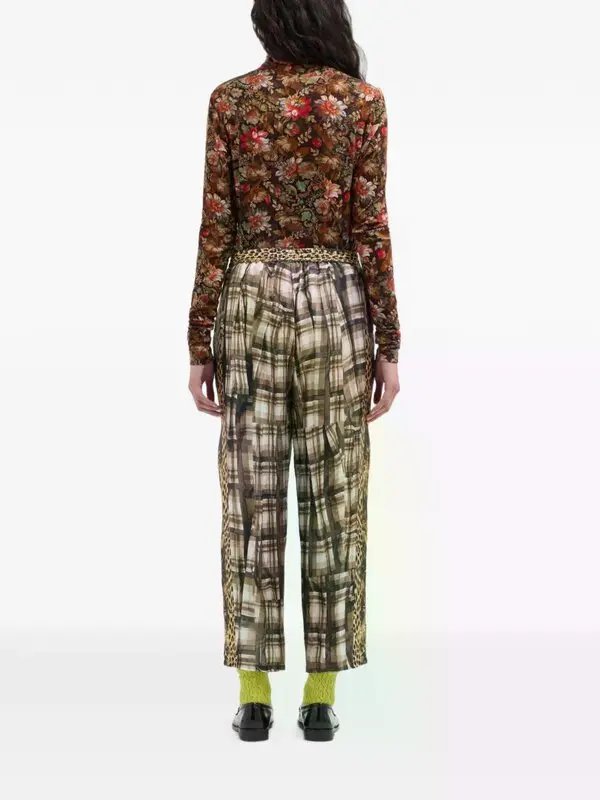 PIERRE-LOUIS MASCIA Abstract-check Silk Trousers