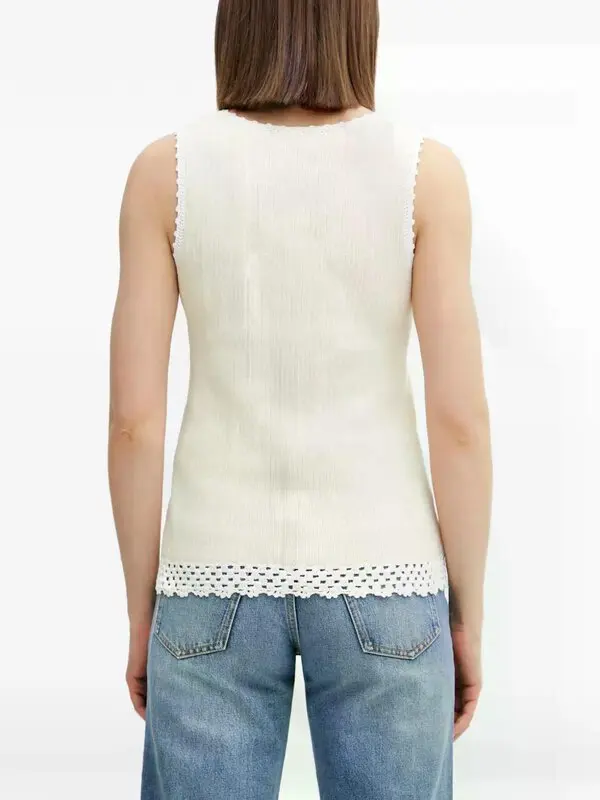 WALES BONNER Crochet-trim Ribbed Top
