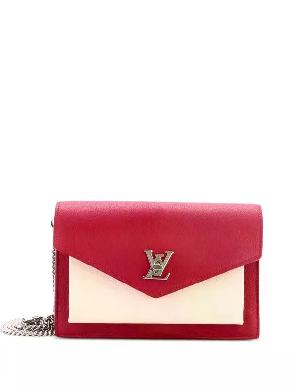 LOUIS VUITTON Mylockme Chain Pochette Leather Clutch Bag - Grey