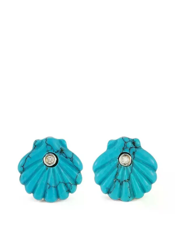 Mateo Venus Shell Turquoise And Diamond Earrings