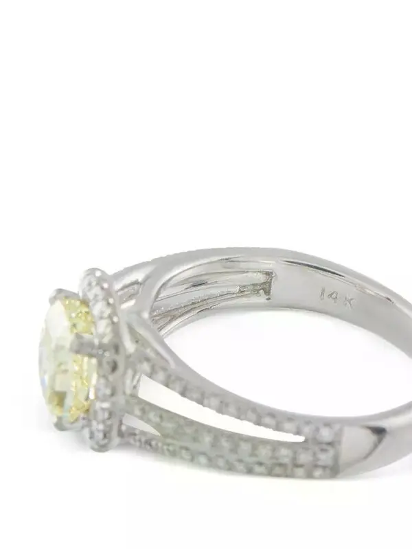 LB EXCLUSIVE 14k White Gold Cushion-cut Yellow Diamond Ring - Silver