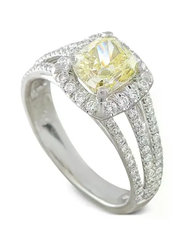 LB EXCLUSIVE 14k White Gold Cushion-cut Yellow Diamond Ring