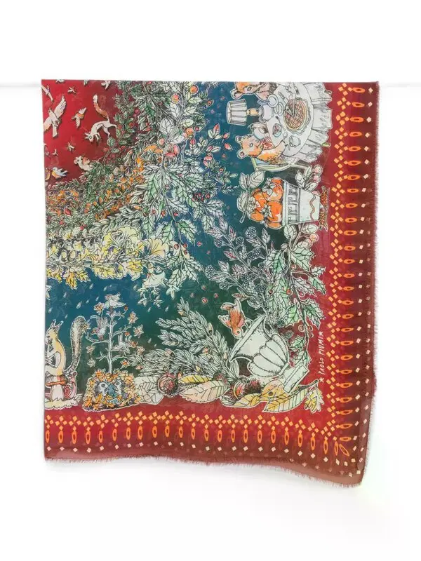 Faliero Sarti Graphic-print Frayed Scarf