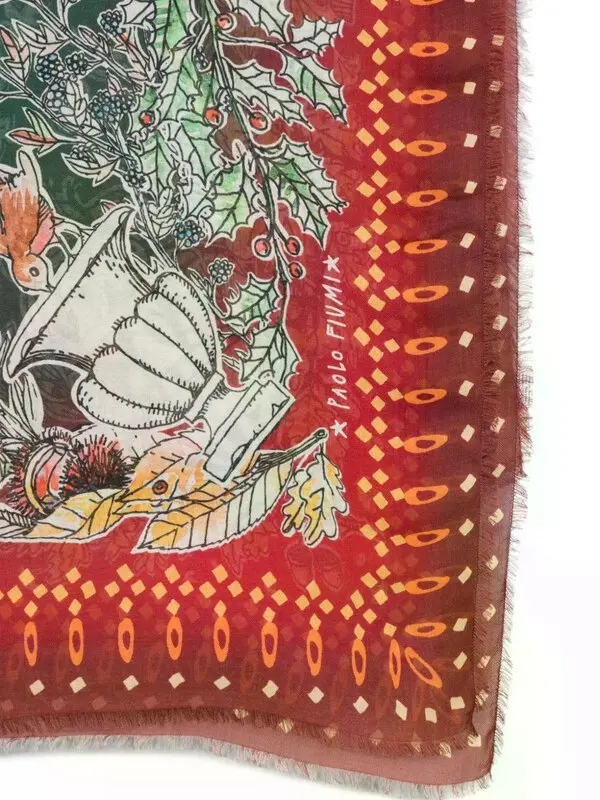 Faliero Sarti Graphic-print Frayed Scarf