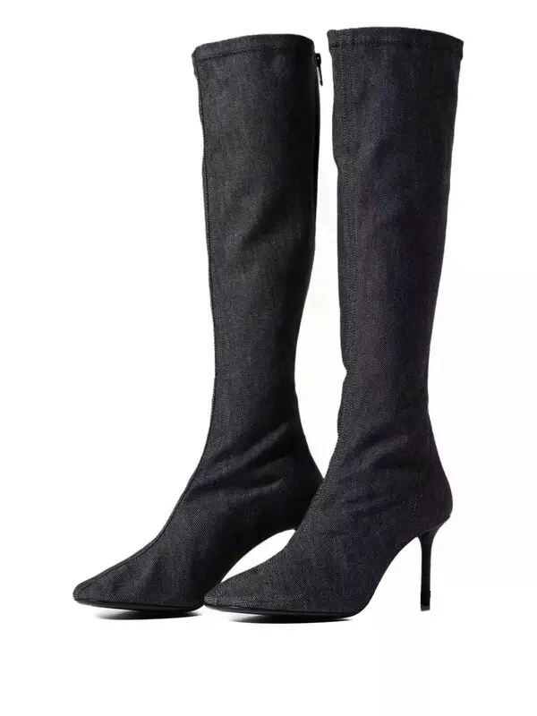 COURREGES 75mm Denim Pointed-toe Boots