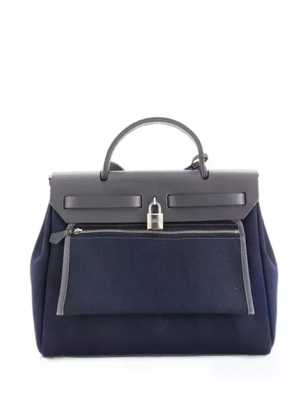 Hermès Herbag Zip Leather And Toile 31 Shoulder Bag