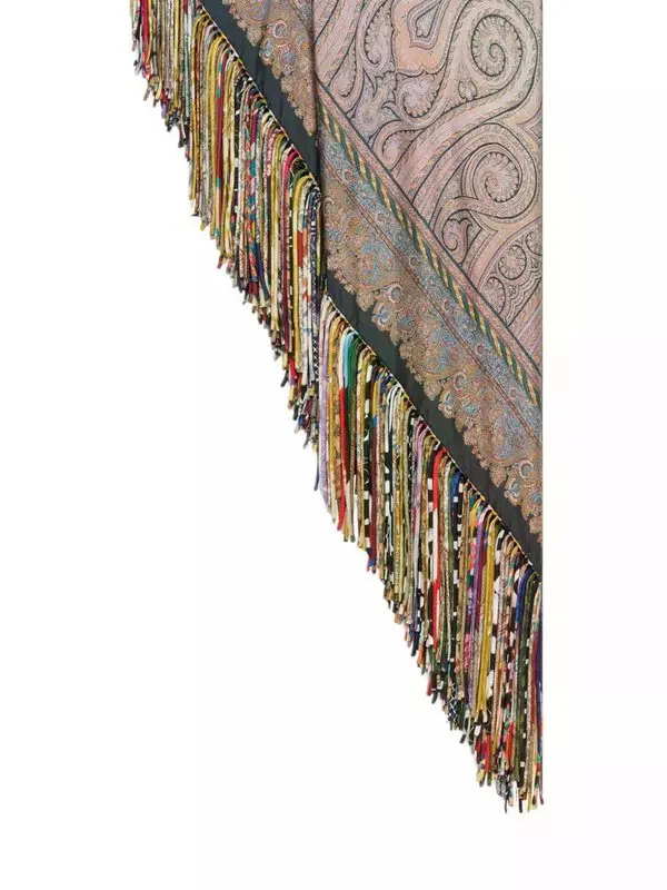 PIERRE-LOUIS MASCIA Aloeuw Paisley-motif Fringed Scarf - Neutrals