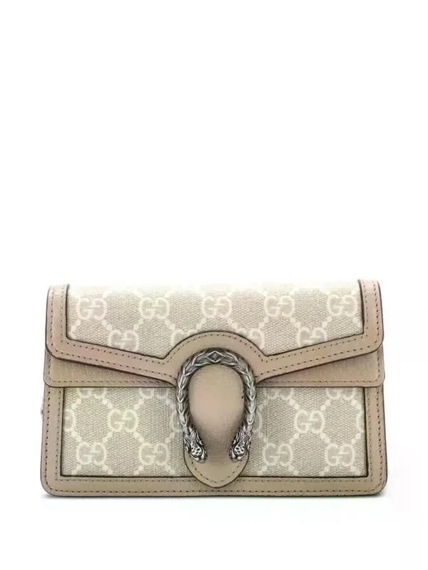 Gucci Dionysus Bag Gg Coated Canvas With Leather Super Mini Crossbody Bag - Neutrals