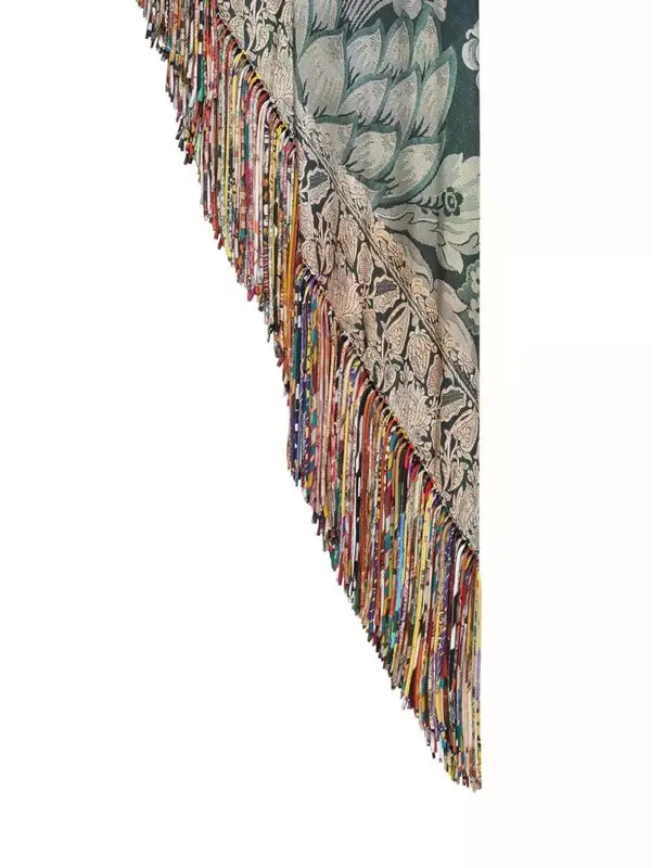 PIERRE-LOUIS MASCIA Aloeuw Floral-print Fringed Scarf - Green