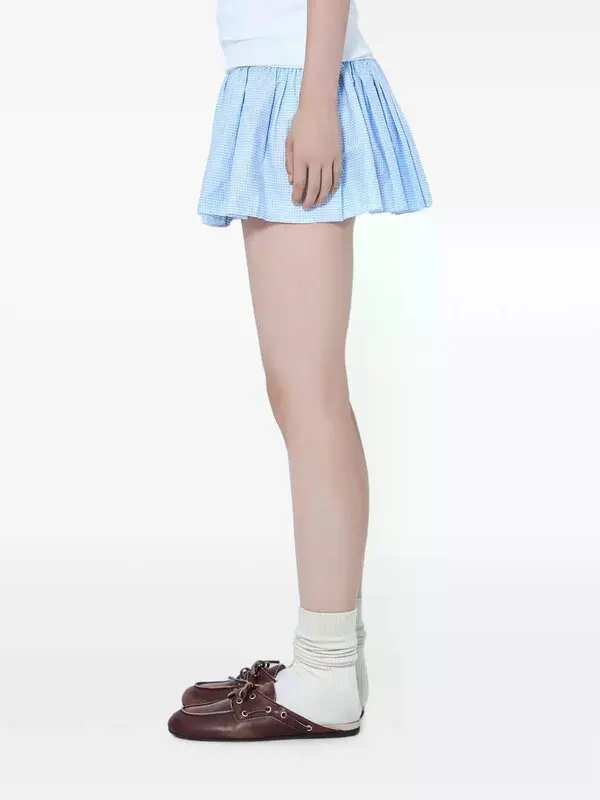 Miu Miu Pleated Gingham-pattern Mini Skirt
