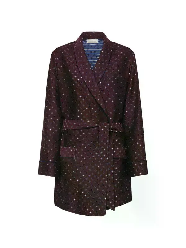 PIERRE-LOUIS MASCIA Geometric-print Dressing Gown - Red