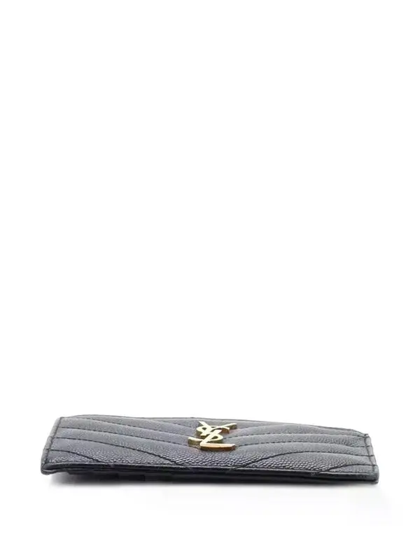 Saint Laurent Monogram Fragments Zip Matelasse Chevron Leather Card Holder