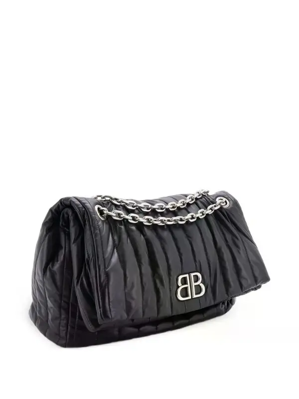 Balenciaga Monaco Chain Flap Quilted Leather Medium Shoulder Bag - Black