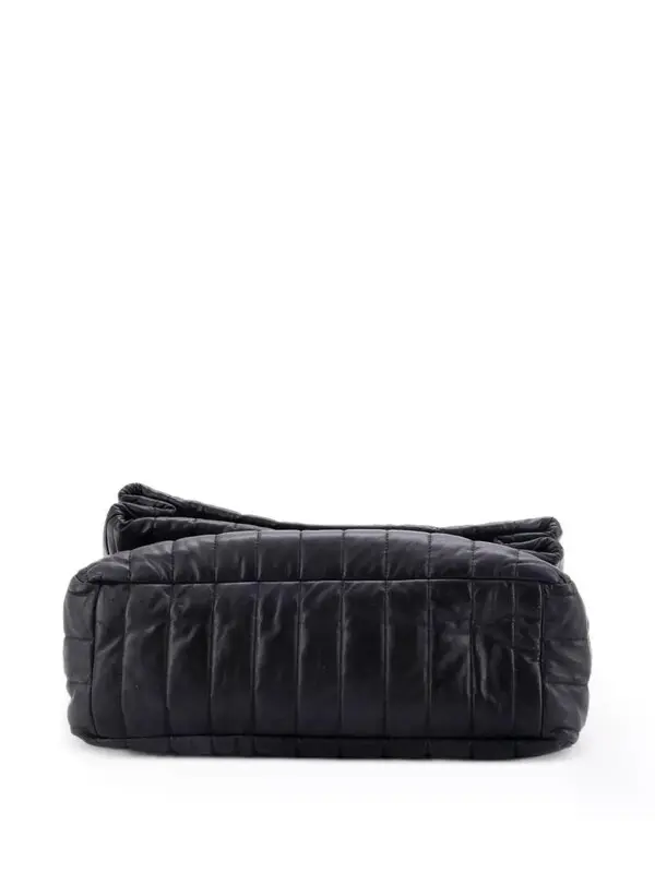 Balenciaga Monaco Chain Flap Quilted Leather Medium Shoulder Bag - Black