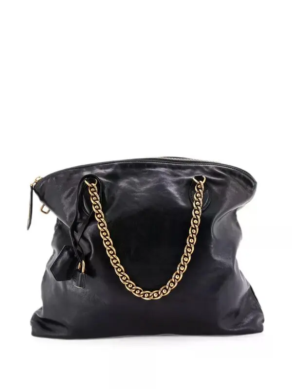 LOUIS VUITTON Lockit Chain Handbag Boudoir Leather Tote Bag - Black