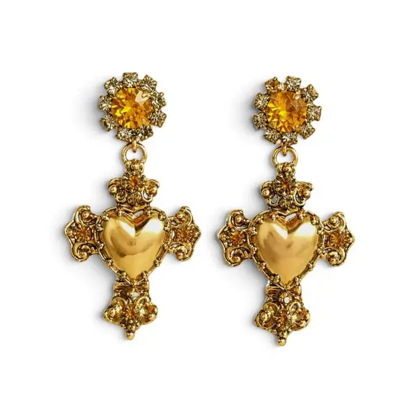VSTYLE Luce Sscro Cuore Topaz Earrings - Gold