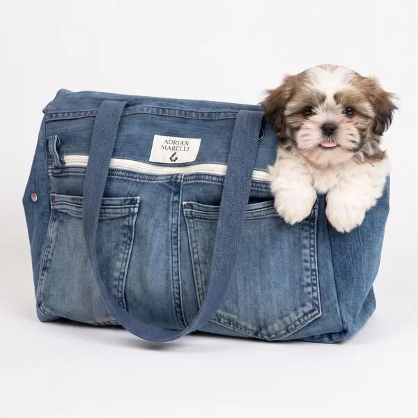 LEATHERE Brooklyn Heritage Upcycled Denim Pet Carrier