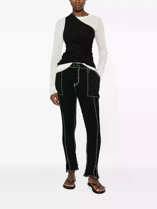 Issey Miyake Contrast-stitch Textured Trousers