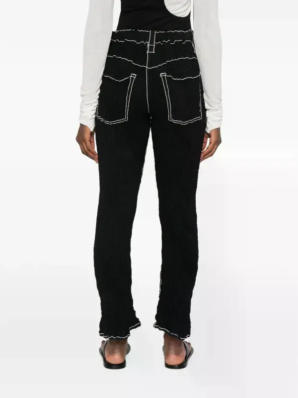 Issey Miyake Contrast-stitch Textured Trousers