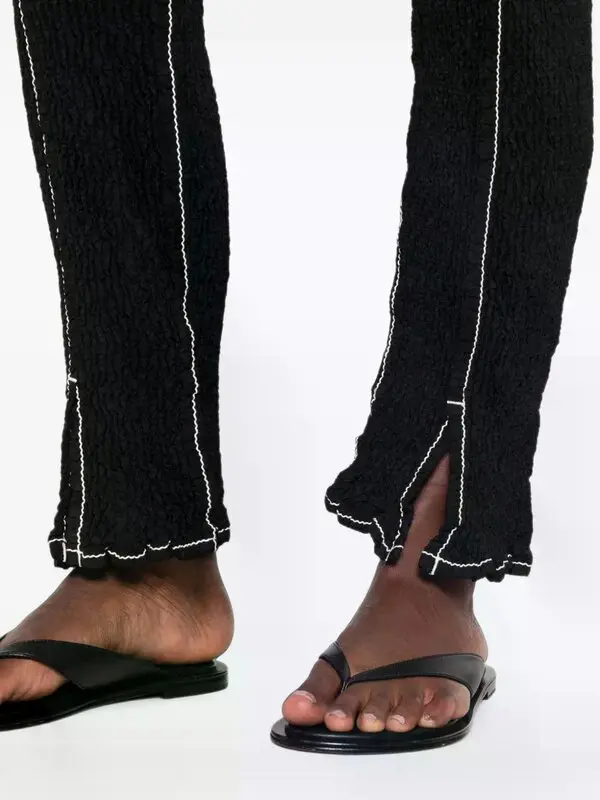 Issey Miyake Contrast-stitch Textured Trousers