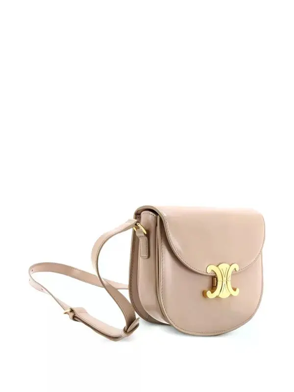 Celine Triomphe Besace Clea Flap Bag Leather Shoulder Bag - Neutrals