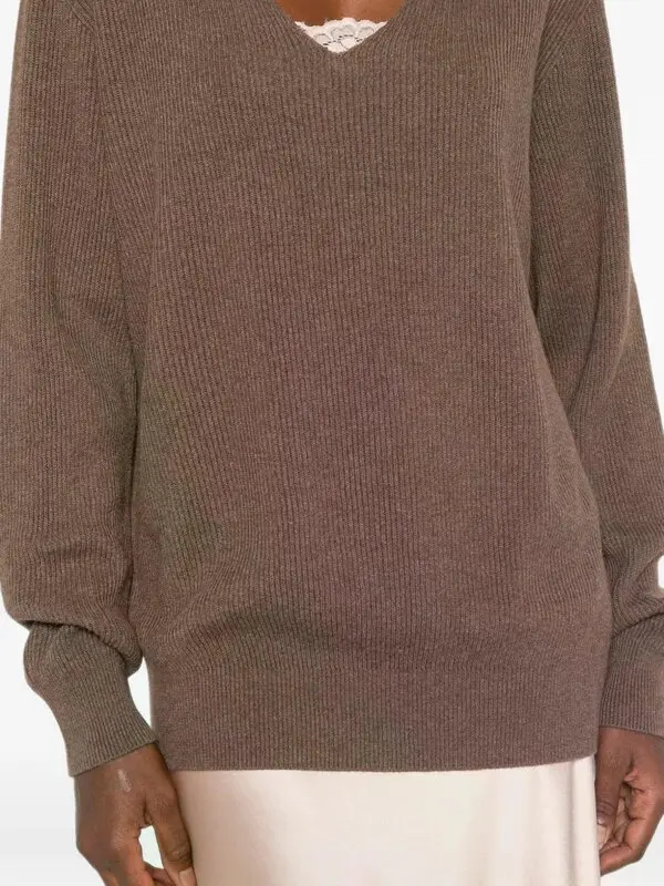 THE ROW V-neck Rib Knit