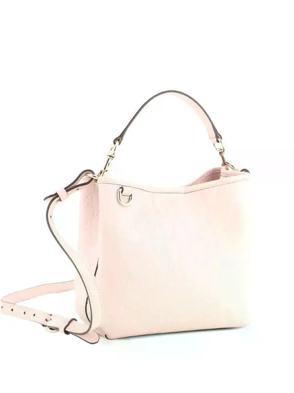 Gucci Gg Emblem Gg Embossed Leather Small Bucket Bag - Pink