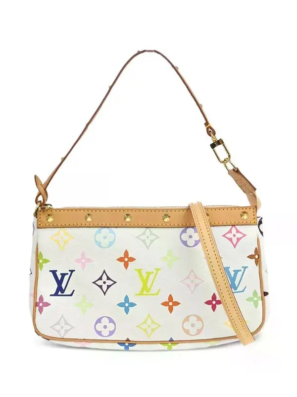 LOUIS VUITTON X Takashi Murakami 2003 Pochette Accessoires Monogram Multicolour Canvas Tote Bag - White