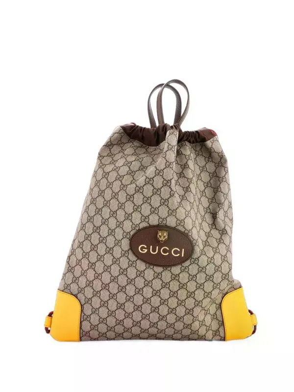 Gucci Neo Vintage Drawstring Gg Coated Canvas Large Backpack - Brown