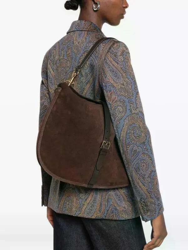 Etro Pony Suede Buckle-detail Shoulder Bag - Brown