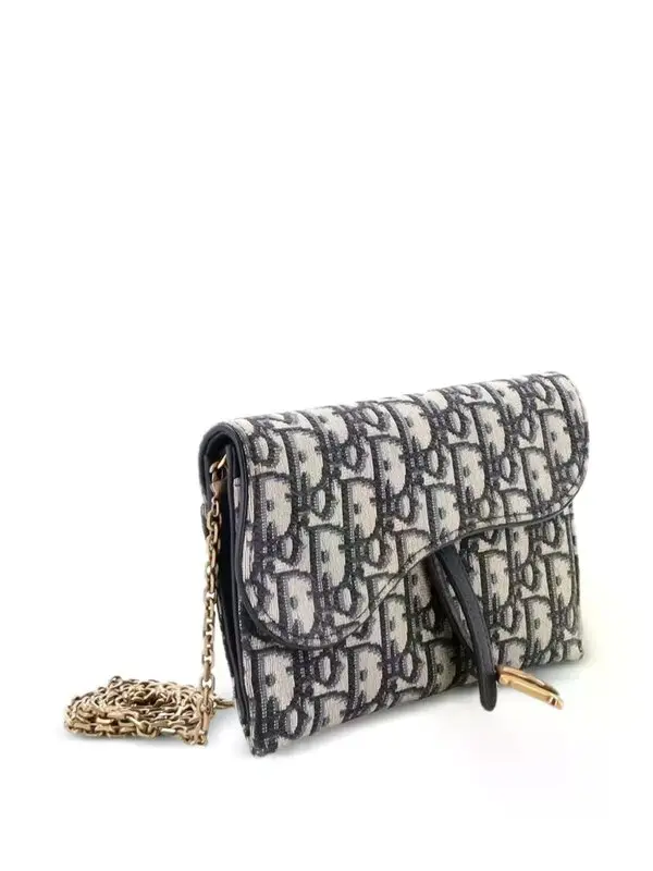 Dior Saddle Chain Wallet Oblique Canvas Cross Body Bag