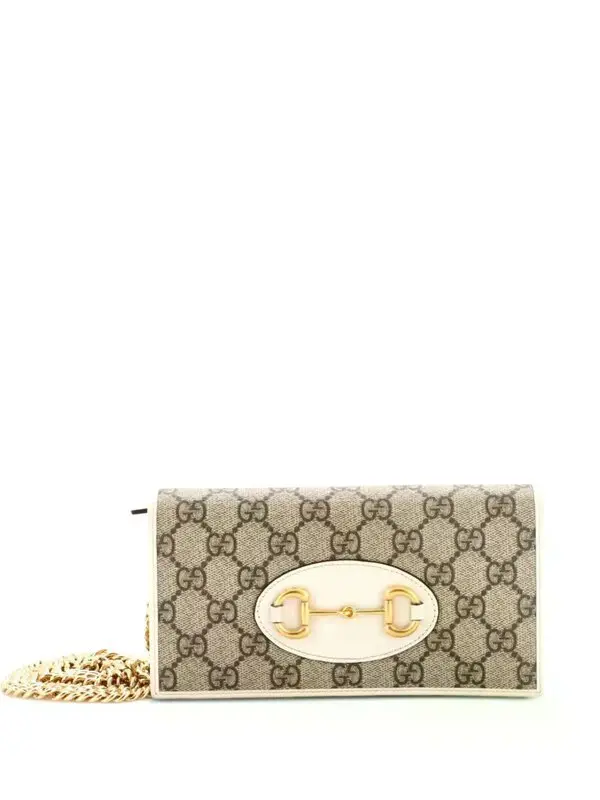 Gucci Horsebit 1955 Chain Wallet Gg Coated Canvas Cross Body Bag - Brown