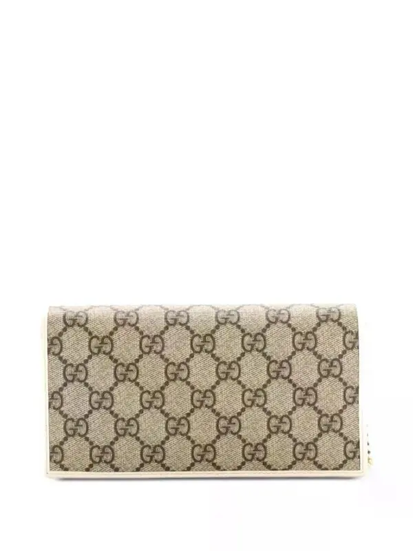 Gucci Horsebit 1955 Chain Wallet Gg Coated Canvas Cross Body Bag - Brown