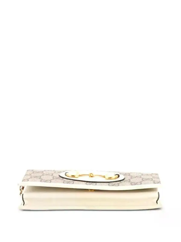 Gucci Horsebit 1955 Chain Wallet Gg Coated Canvas Cross Body Bag - Brown
