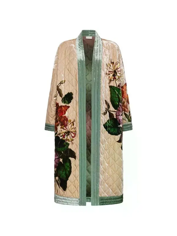 PIERRE-LOUIS MASCIA Floral-print Quilted Kimono - Neutrals