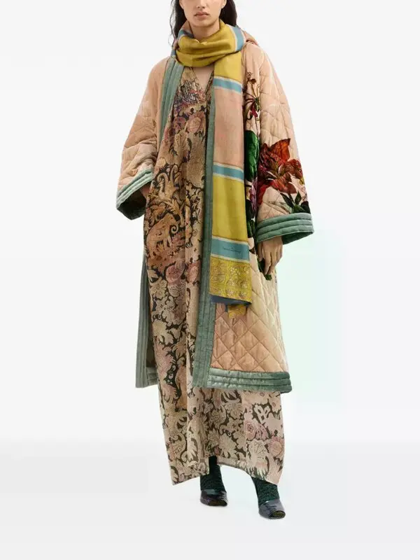 PIERRE-LOUIS MASCIA Floral-print Quilted Kimono - Neutrals